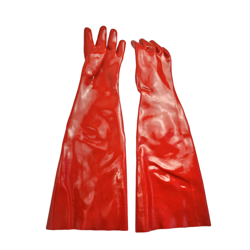 Long PVC chemical gloves interlock liner smooth finish price_inquiry ...